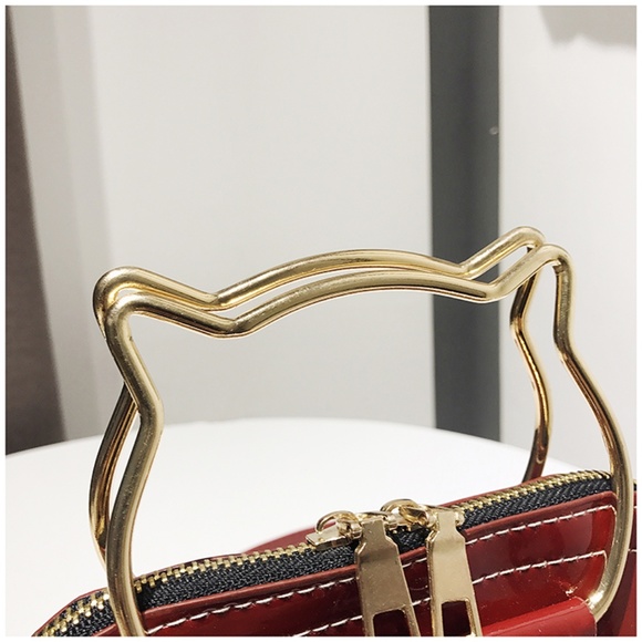 Kate Stylist | Bags | Hpnew Cat Handle Glossy Red Zip Crossbody Bag ...